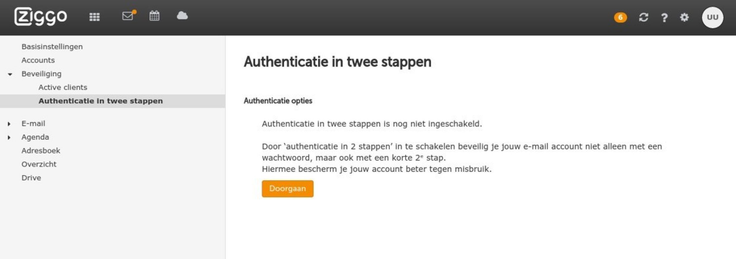 Authenticatie in 2 stappen aanzetten | Ziggo Mail | Ziggo