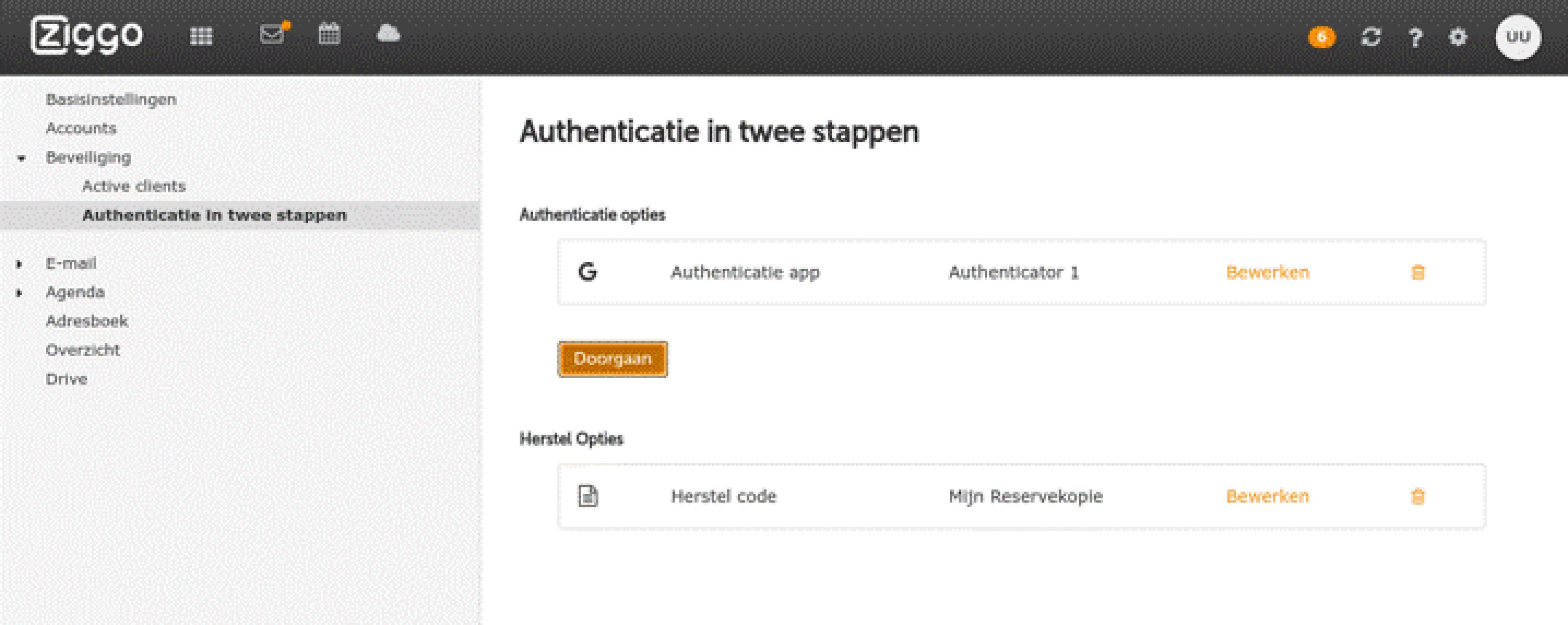 Authenticatie in 2 stappen aanzetten | Ziggo Mail | Ziggo