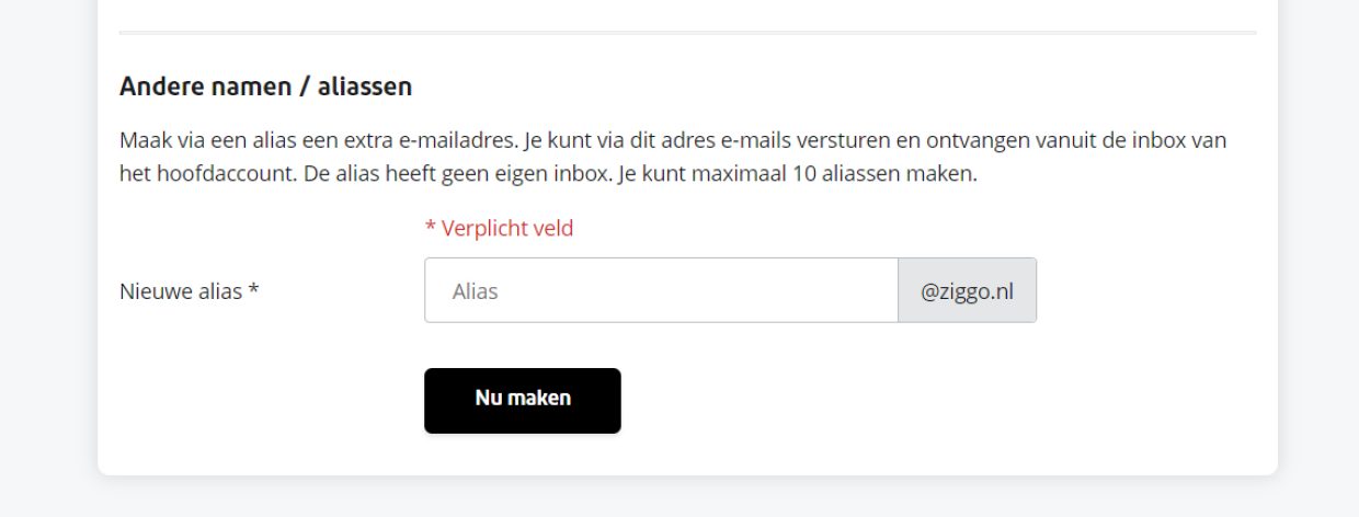 E-mail alias toevoegen | Klantenservice | Ziggo