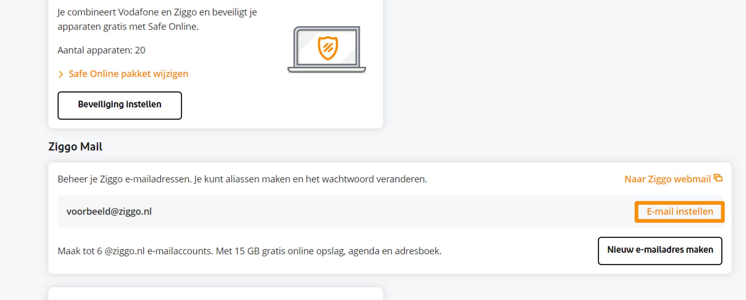 E-mail alias toevoegen | Klantenservice | Ziggo